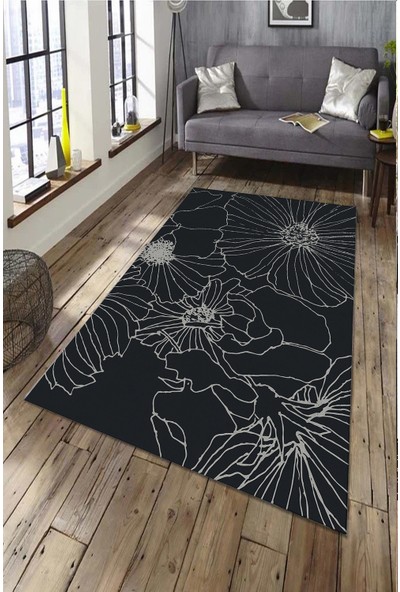 Cappio Halı Mermer Desenli Siyah Prizma Halı (Makinada Yıkanabilir Kaymaz DotTaban) - CP536 Cappio Halı Mermer Desenli Siyah Prizma Halı (Makinada Yıkanabilir Kaymaz DotTaban) - CP536