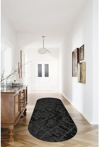 Cappio Halı Kilim Desenli Siyah Sekizgen Halı (Makinada Yıkanabilir Kaymaz DotTaban) - CP570