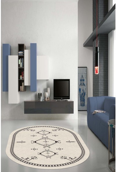 Cappio Halı Gri Şeritli Krem Eskitme Oval Halı (Makinada Yıkanabilir Kaymaz DotTaban) - CP525 Cappio Halı Gri Şeritli Krem Eskitme Oval Halı (Makinada Yıkanabilir Kaymaz DotTaban) - CP525