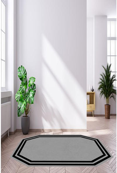 Dalga Çizgili Oval Halı (Makinada Yıkanabilir Kaymaz DotTaban) - CP587