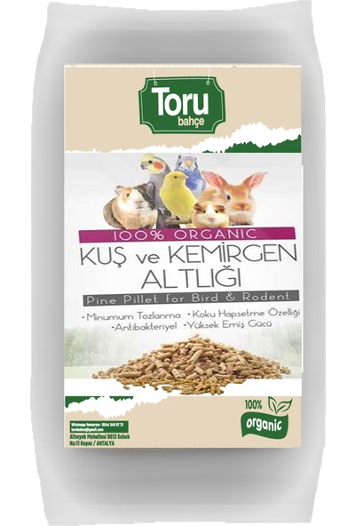 Torubahce 100% Organik Çam Pelet 10 Lt(5-6 Kg) Sürüngen /kuş ve Kedi Altlığı