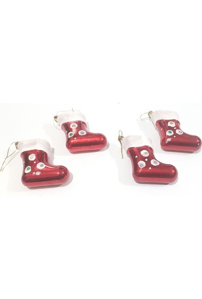 Fun World Yılbaşı Yeni Yıl Süsü Çam Ağacı Süs Çizme Süs 4'lü