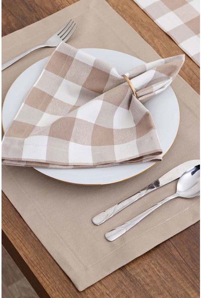 Decolini Buffalo Check Bej Pamuklu Peçete ( 4 Adet ) Decolini Buffalo Check Bej Pamuklu Peçete ( 4 Adet )