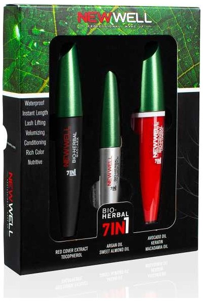 New Well Mascara+Ruj+Kaş Serumu Bio - Herbal 3'lü Set