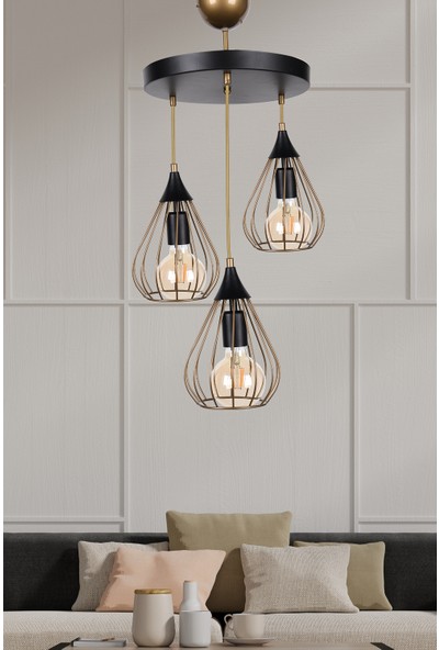 Hmydesign Melan 3 Lü Avize Eskitme Siyah