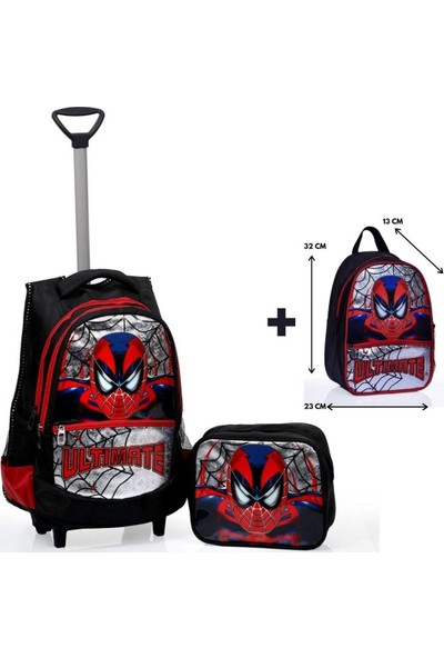 Çantaland Erkek Çekçekli Çocuk İlkokul Çantası, Beslenme ve Anaokul Çantası 3'lü Set