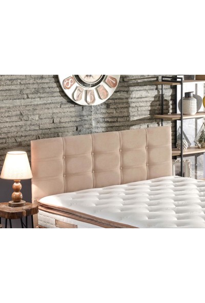 Niron Yatak Polo Çift Kişilik Yatak Başlığı - 180 cm Sütlü Kahve Kumaş Başlık