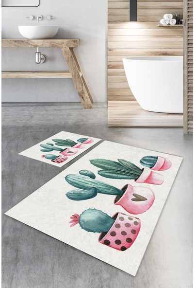 Cappio Banyo Paspası-3 Kaktüs Desenli