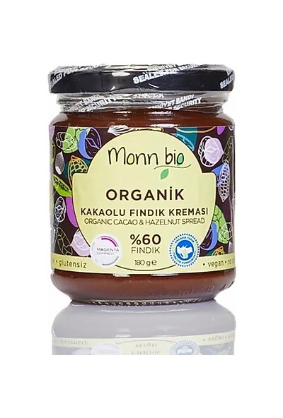 Monn Bio Kakaolu Fındık Kreması %60 Fındık 180 gr