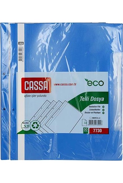 Cassa Eco Telli Dosya Plastik 50 Adet 7730 Mavi Cassa Eco Telli Dosya Plastik 50 Adet 7730 Mavi
