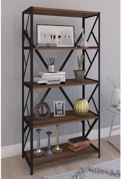 Pratico 5 Raflı Metal Kitaplık Ceviz Pratico 5 Raflı Metal Kitaplık Ceviz