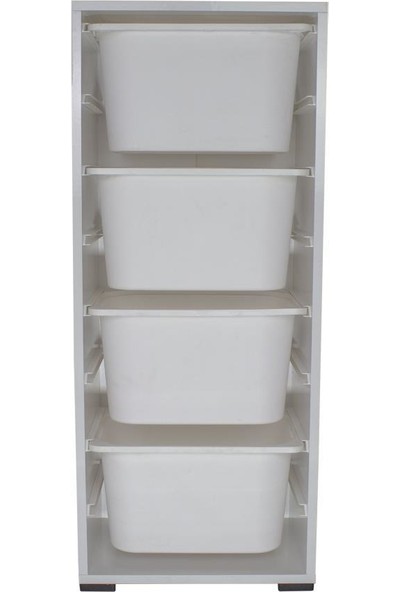 Pratico 4 Büyük Beyaz Sepetli Oyuncak Dolabı