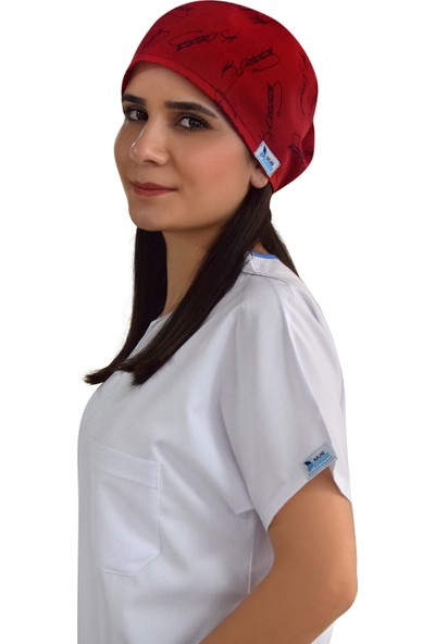Nur Ortopedi Atatürk Imzalı Kırmızı Cerrahi Doktor Hemşire Hastane Bonesi