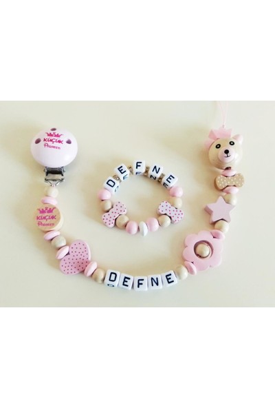 Sahi Aksesuar İsimli Emzik Zinciri + Bebek Bileklik Sahi Aksesuar İsimli Emzik Zinciri + Bebek Bileklik