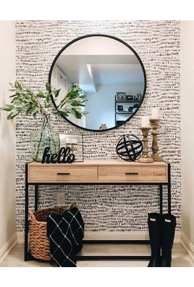 Siyah Metal Çerçeveli 80 cm Yuvarlak Ayna Siyah Metal Çerçeveli 80 cm Yuvarlak Ayna