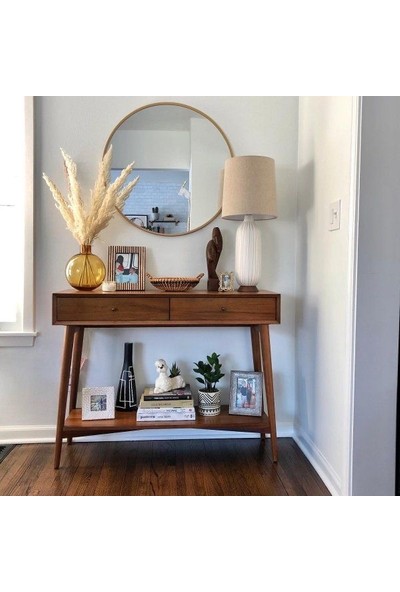 Gold Metal Çerçeveli 70 cm Yuvarlak Ayna