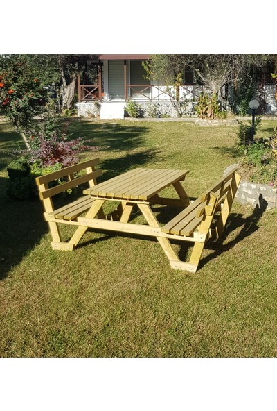 Metsan 6 Kişilik Arkalıklı Piknik Masası Yeşil