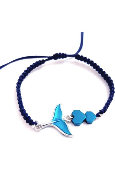 Funny Takı Lacivert Hematit Kalpli Mavi Denizkızı Kuyruğu Bileklik