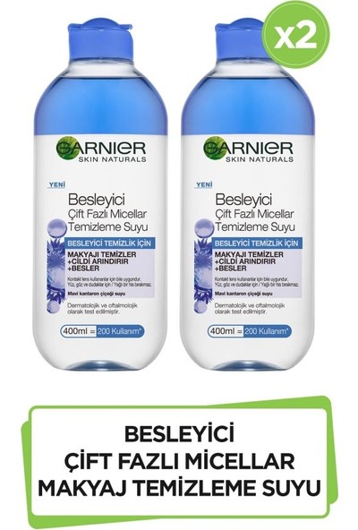Garnier 2'li Çift Fazlı Micellar Makyaj Temizleme Suyu 400 ml Garnier 2'li Çift Fazlı Micellar Makyaj Temizleme Suyu 400 ml