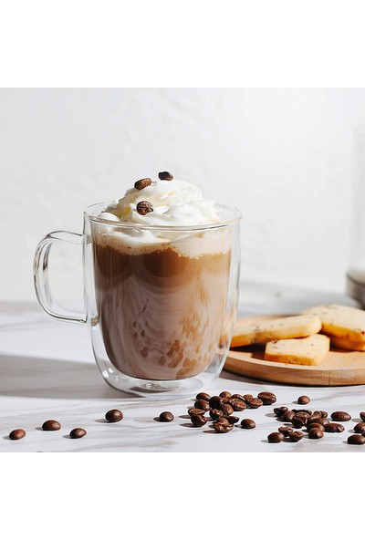 Linan Ware 2'li Çift Cidarlı Borosilikat Cam Kupa Bardaklar 350 ml Linan Ware 2'li Çift Cidarlı Borosilikat Cam Kupa Bardaklar 350 ml