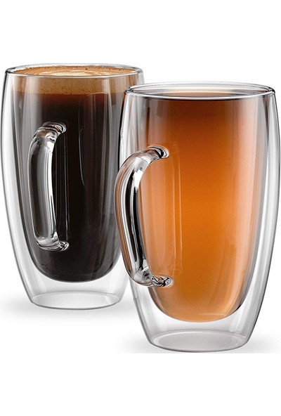 Linan Ware 2'li Çift Cidarlı Borosilikat Cam Kupa Bardak 450 ml Linan Ware 2'li Çift Cidarlı Borosilikat Cam Kupa Bardak 450 ml