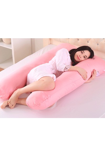 Go İthalat Hamile Yastığı 5 Bölge Destekli Hamile Destek Yastığı - Pembe [çantalı]