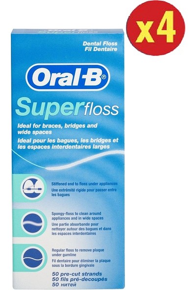 Oral-B Diş Ipi Super Floss 50 Adet x 4 Oral-B Diş Ipi Super Floss 50 Adet x 4
