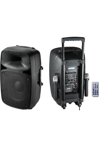 Tvm PP-2815AUS-CBT Hoparlör 38 cm Bluetoothlu 2 Adet Kablosuz El Mikrofonu Aktif Hoparlör Tvm PP-2815AUS-CBT Hoparlör 38 cm Bluetoothlu 2 Adet Kablosuz El Mikrofonu Aktif Hoparlör