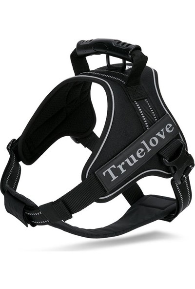 True Love Oxford Kumaşlı, Esnek Yumuşak Süngerli Siyah Göğüs Tasması