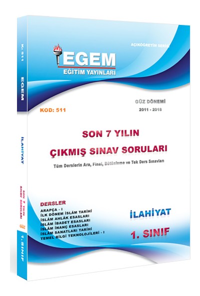 Egem Yayınları 1. Sınıf İlahiyat Çıkmış Sınav Soruları (2011-2018) -Güz Dönemi(1. Yarıyıl)