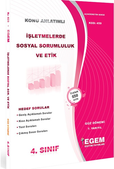 Egem Yayınları İşletmelerde Sosyal Sorumluluk ve Etik Konu Anlatımlı Soru Bankası-Güz Dönemi(7. Yarıyıl)