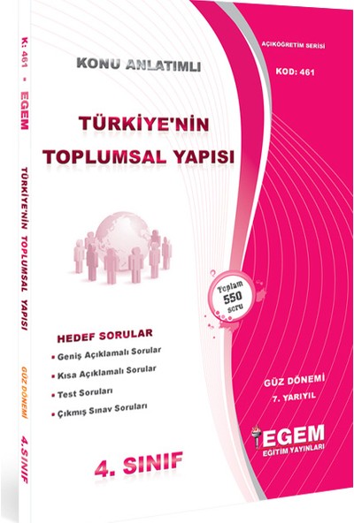 Egem Yayınları Türkiye'nin Toplumsal Yapısı Konu Anlatımlı Soru Bankası-Güz Dönemi(Ortak)