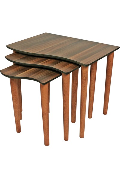 Mirabella Sehpa 3 Lü Zigon Sehpa Ahşap Ayaklı