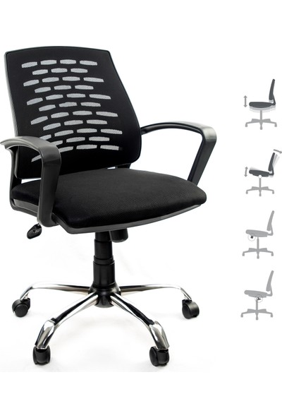 Grey Ev Ofis Çalışma Sandalyesi Bilgisayar Koltuğu