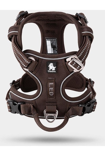 True Love Alüminyum D-Halkalı, Ergonomik, Kahverengi Göğüs Tasması