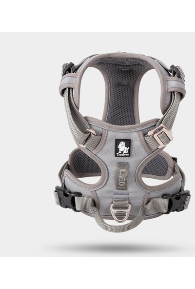 True Love Alüminyum D-Halkalı Gri Göğüs Tasması