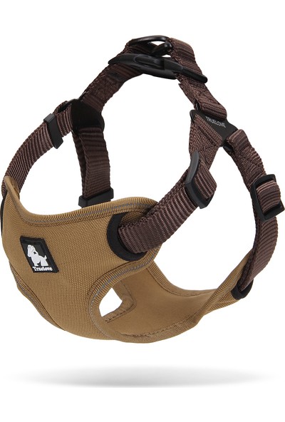 True Love Oxford Kumaşlı, Kahverengi Mesh Göğüs Tasması