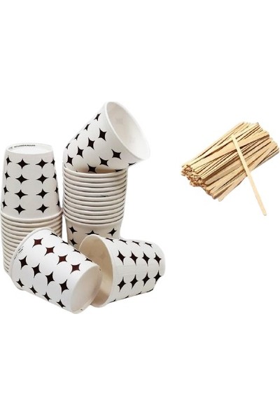 DURACUP 1000 Lü 7 Oz Karton Bardak + 1000 Adet Tahta Karıştırıcı