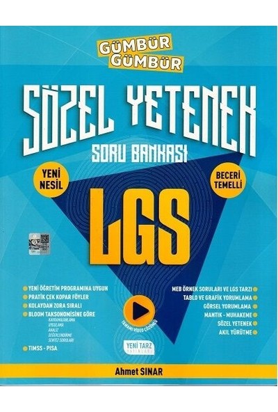 Yeni Tarz Yayınları 8. Sınıf LGS Sözel Yetenek Gümbür Gümbür Soru Bankası - Ahmet Sınar Yeni Tarz Yayınları 8. Sınıf LGS Sözel Yetenek Gümbür Gümbür Soru Bankası - Ahmet Sınar