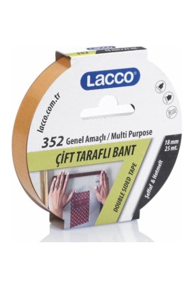 Lacco 352 Çift Taraflı Bant 18 mm x 25 m