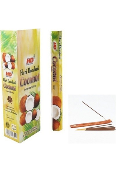 Hari Darshan Tütsü Coconut Kokusu 20 Adet Çubuk Tütsü 1 Adet Kayık Tütsülük Hediye Hari Darshan Tütsü Coconut Kokusu 20 Adet Çubuk Tütsü 1 Adet Kayık Tütsülük Hediye