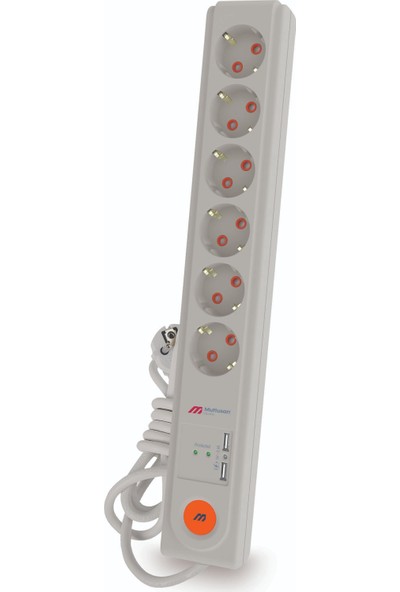 Mutlusan 6'lı Usb Anahtarlı Topraklı Grup Çoklu Priz Çocuk Korumalı