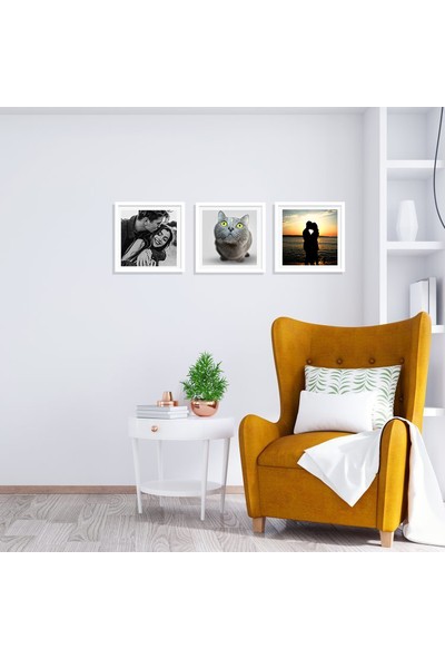 Tual 3'lü Yapıştırmalı Sök-Tak Bant Kare Çerçeve Beyaz