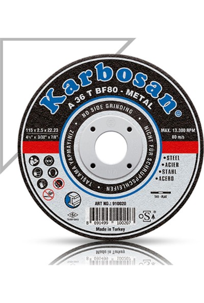 Karbosan Metal Kesme Diskleri Kesme Disk Düz 230 x 3.0 x 22.23 5 Adet Karbosan Metal Kesme Diskleri Kesme Disk Düz 230 x 3.0 x 22.23 5 Adet