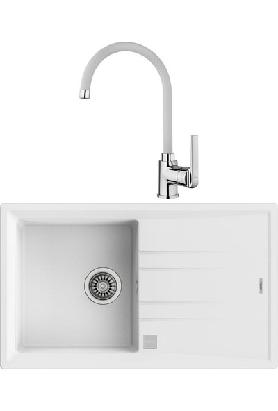 Teka Stone 50 B-Tg Beyaz Evye, In 995 Fw Beyaz Armatür Seti Teka Stone 50 B-Tg Beyaz Evye, In 995 Fw Beyaz Armatür Seti