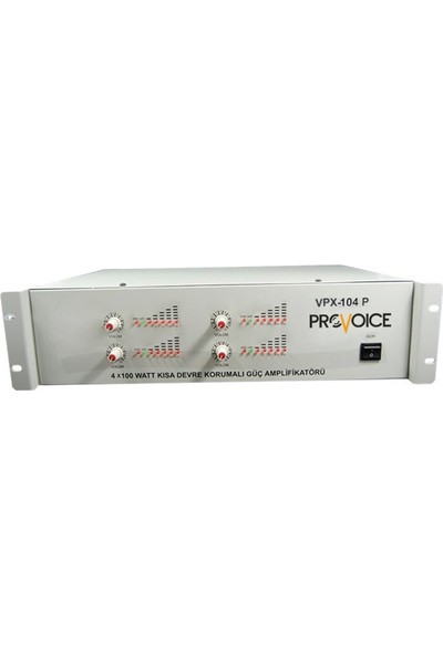 Provoice VPX-104P 4x100 Watt Güç Amplifikatörü Provoice VPX-104P 4x100 Watt Güç Amplifikatörü