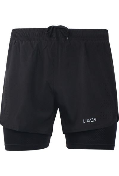 Lixada Erkek 2-In-1 Koşu Şort Çabuk Kuruyan