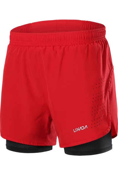 Lixada Erkek 2-In-1 Koşu Şort Çabuk Kuruyan