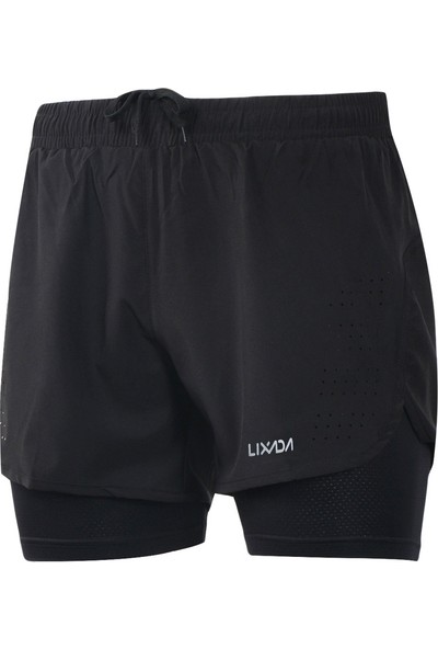 Lixada Erkek 2-In-1 Koşu Şort Çabuk Kuruyan