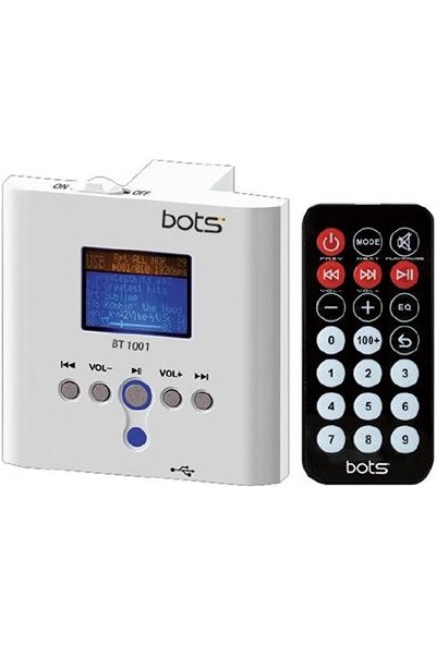 Bots Bt 1001 U2X20 Watt Duvara Monte Edilen Anfi, Usb, Sd Card Uzaktan Kumanda Bots Bt 1001 U2X20 Watt Duvara Monte Edilen Anfi, Usb, Sd Card Uzaktan Kumanda